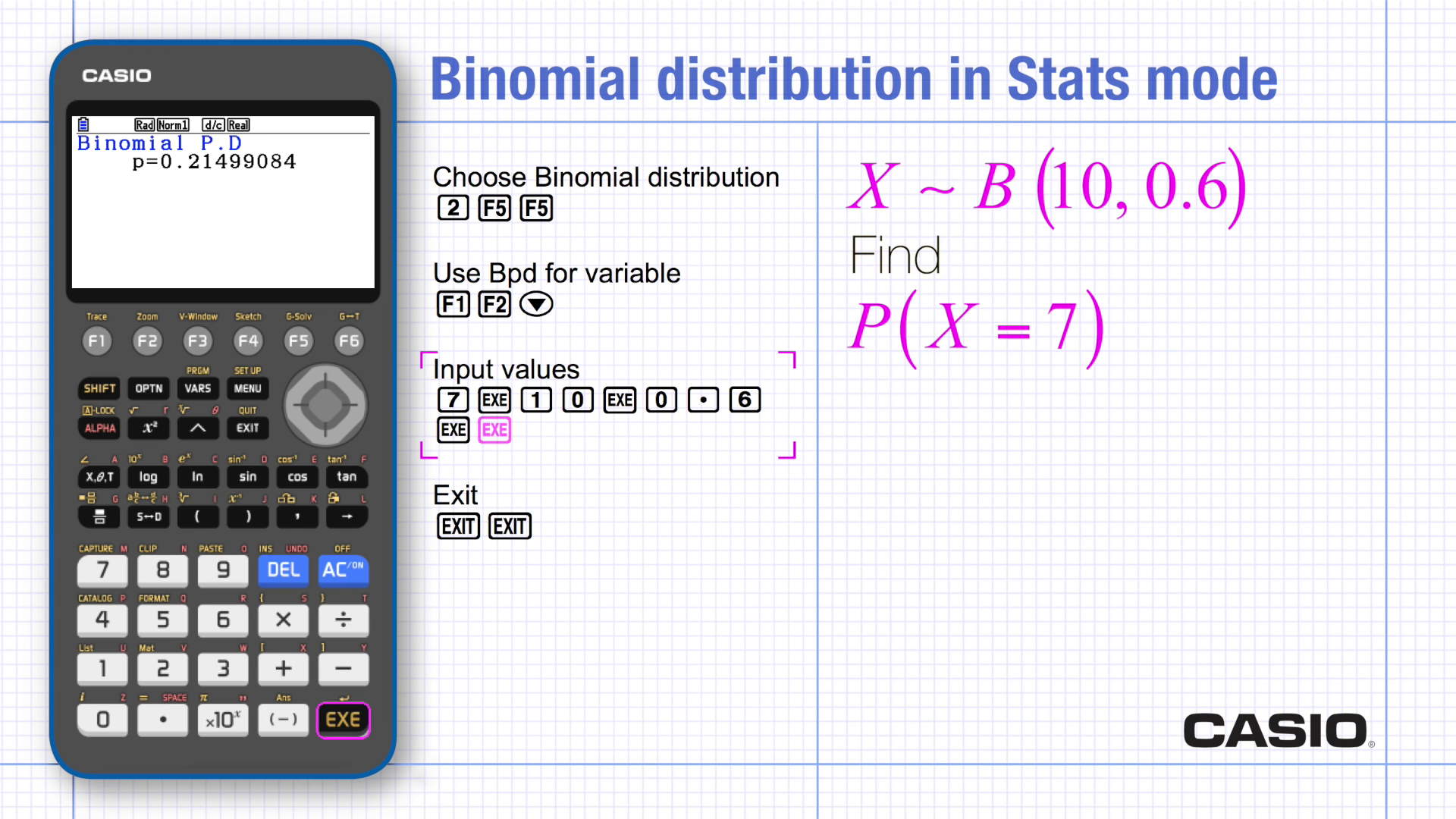 Binomial Distribution Probability And Hypothesis Testing Casio 