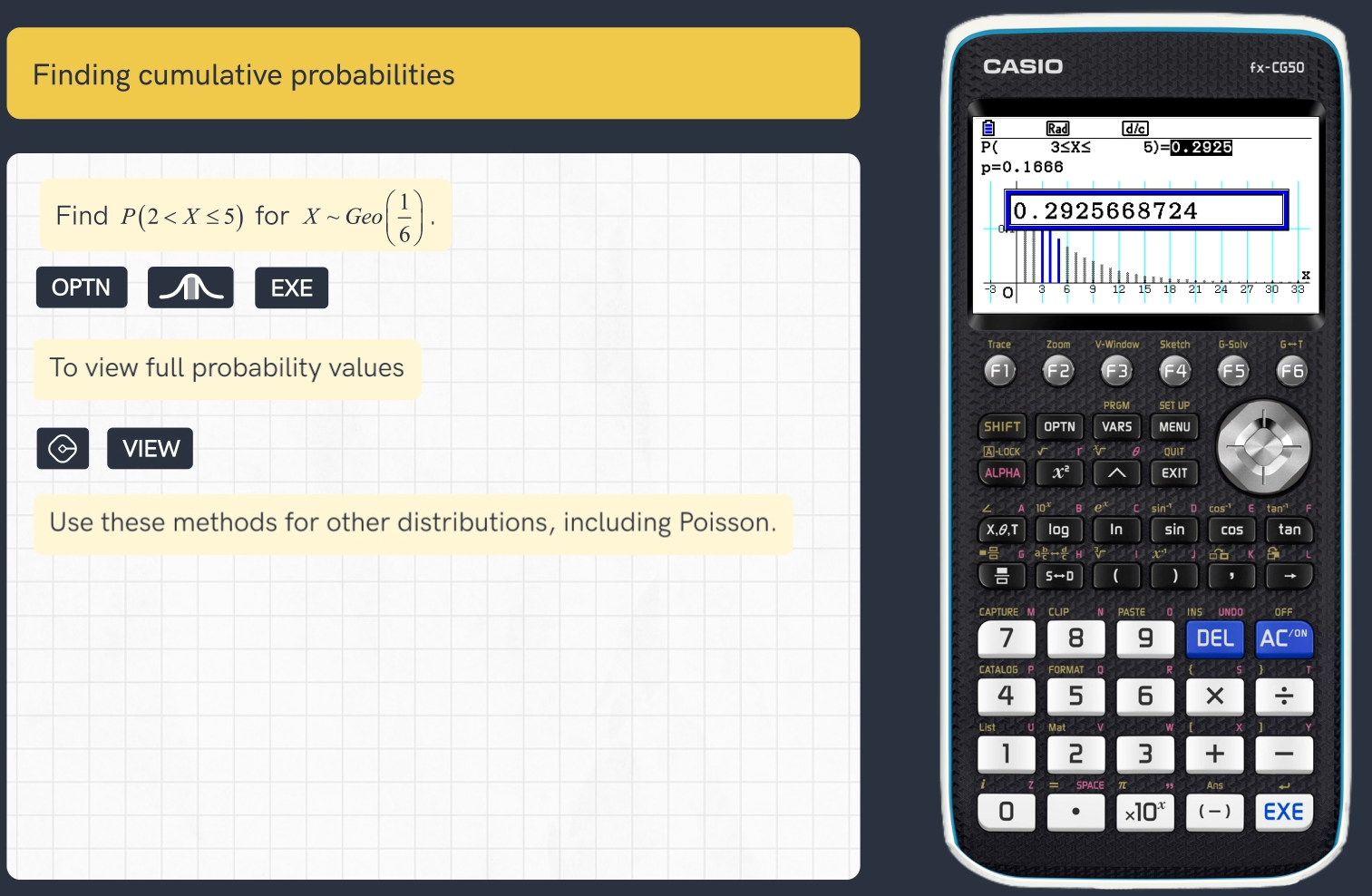 Quick Skill: Geometric and Poisson Distributions - Probabilities - Casio Calculators