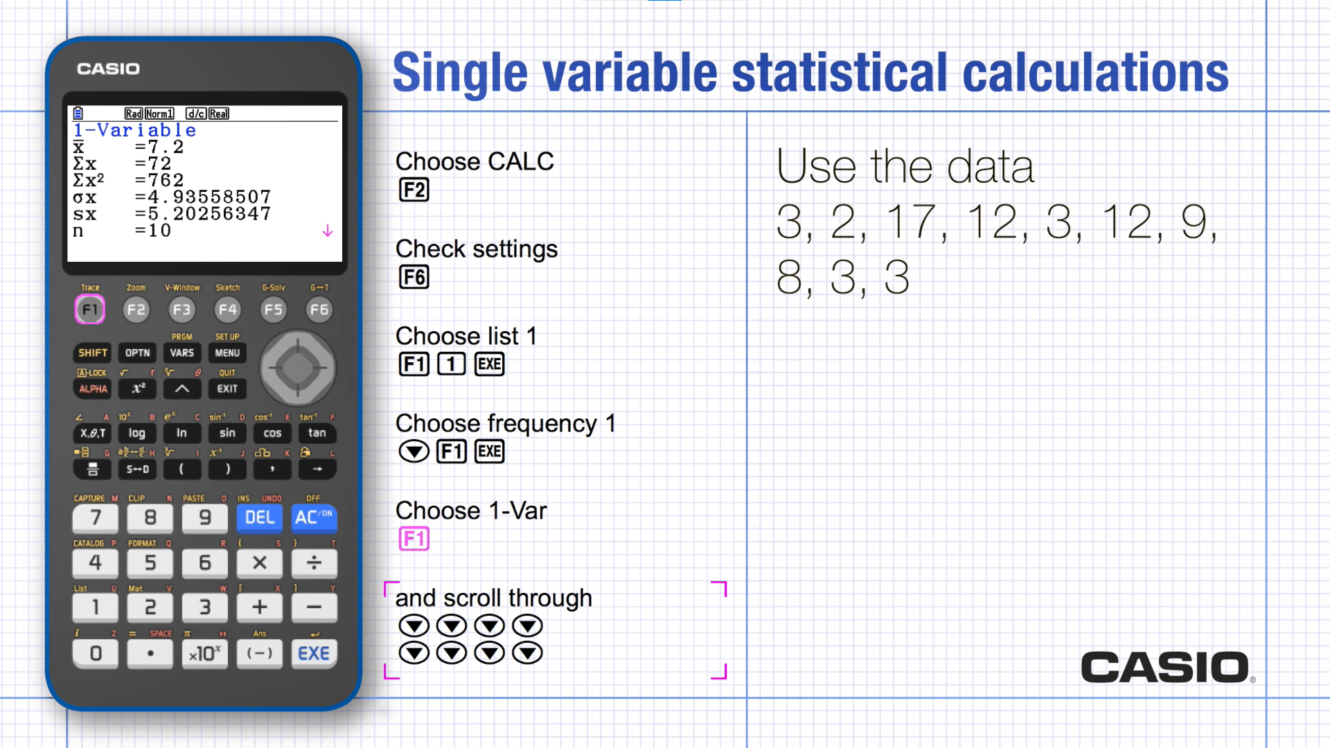 Single Variable Statistics Casio Calculators